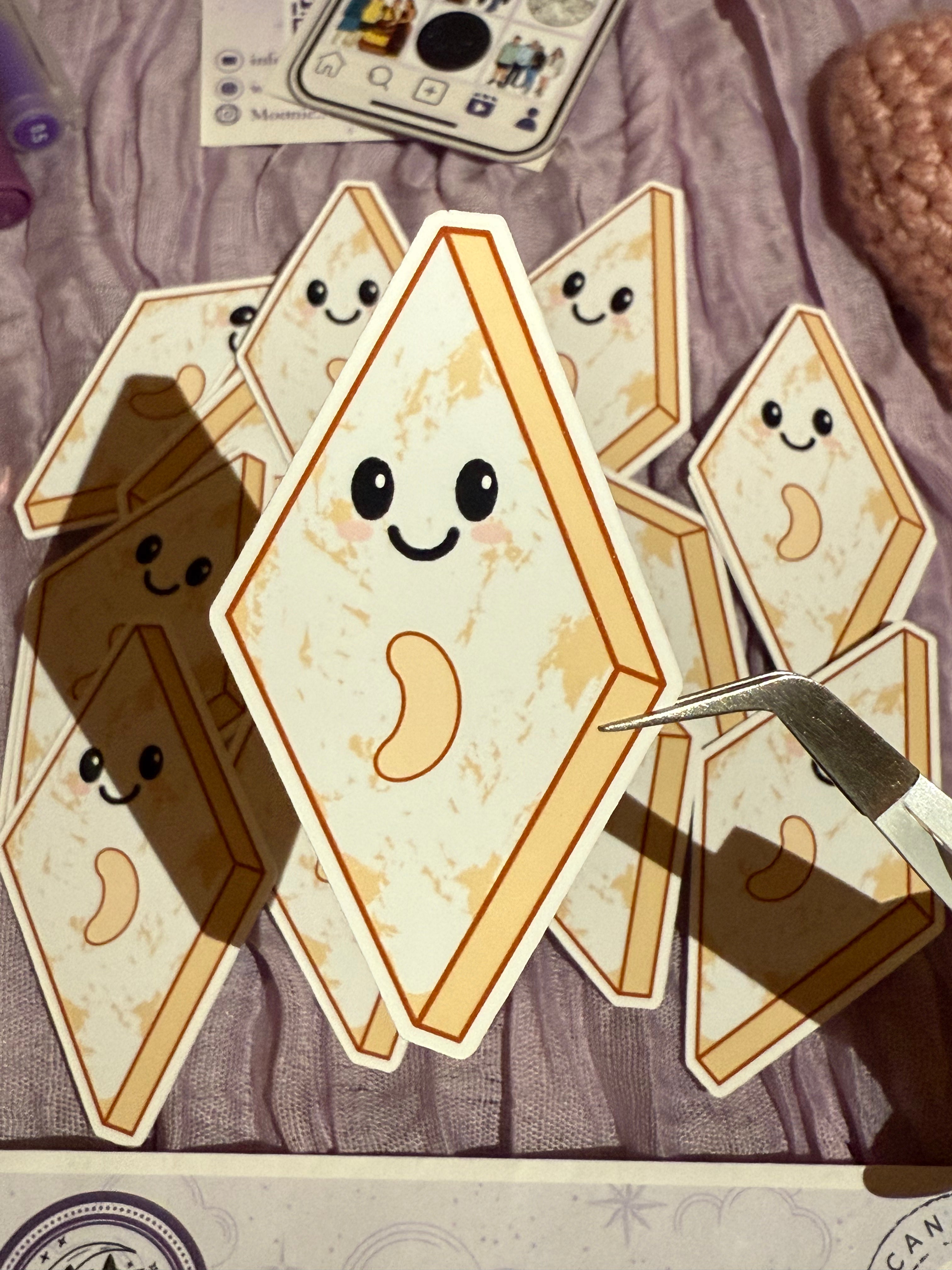 Kawaii Kaju Katli Die-Cut Sticker | Cute Indian Sweet Sticker for ...